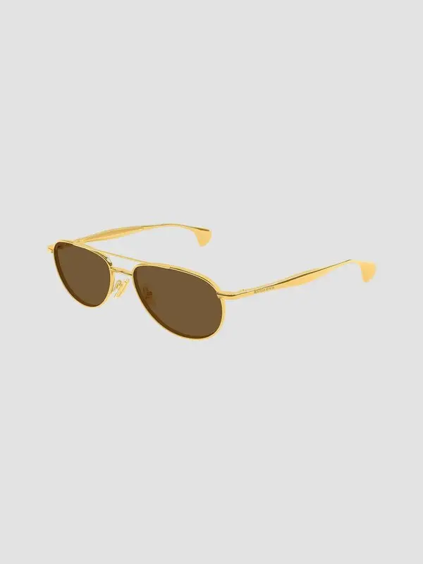 Bottega Veneta Fin 56mm Aviator Sunglasses - Gold