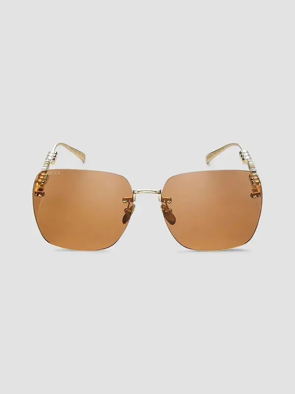Gucci Fashion Show 63mm Square Sunglasses - Gold