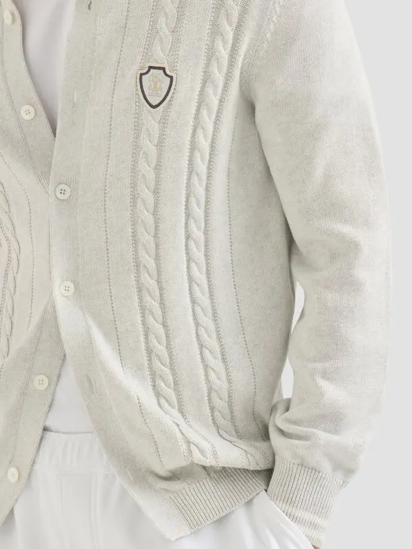 Brunello Cucinelli Cotton Cable Knit Shirt With Logo