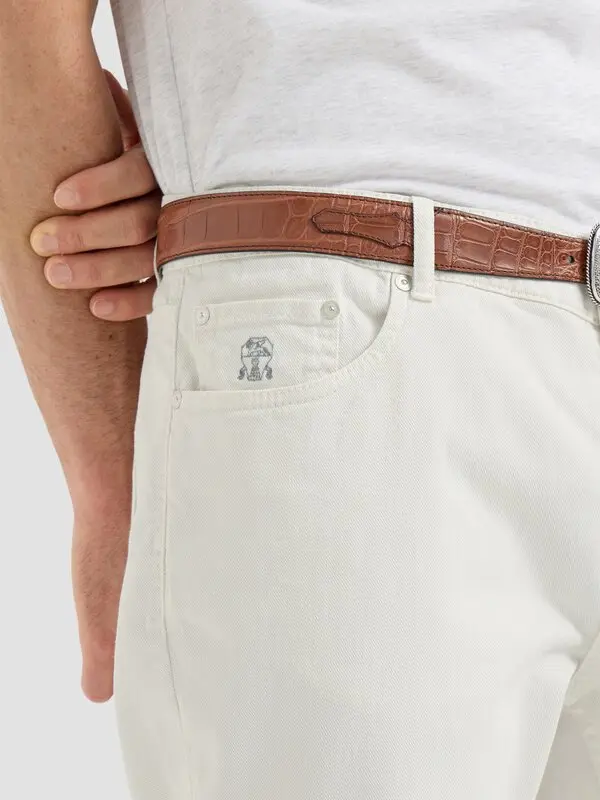 Brunello Cucinelli Gart-dyed Traditional Fit Five-pocket Jeans In Lightweight Denim