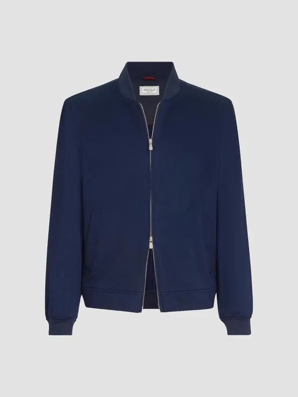 Brunello Cucinelli Lightweight Cashmere Flannel Bomber Jacket