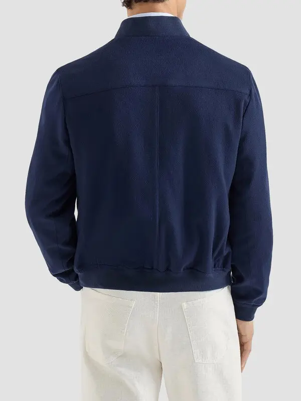 Brunello Cucinelli Lightweight Cashmere Flannel Bomber Jacket