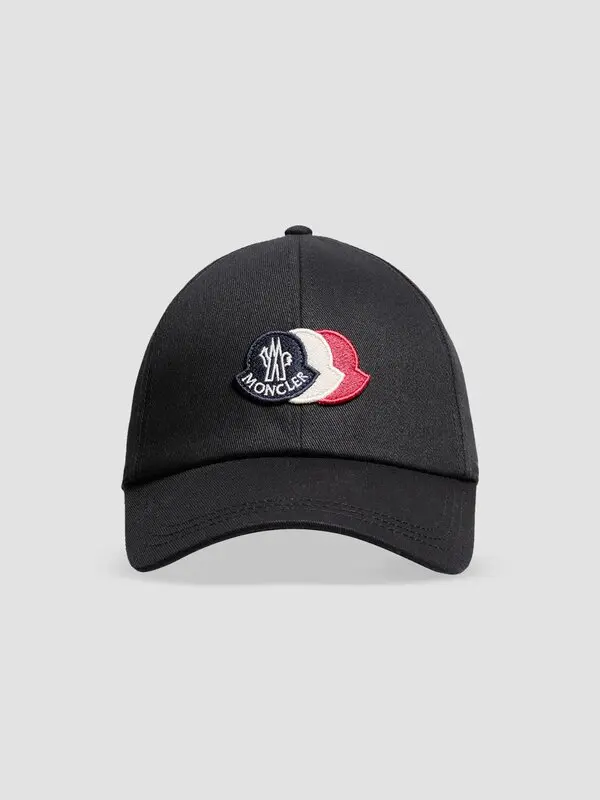 Moncler Baseball Hat In Cotton Gabardine - Black
