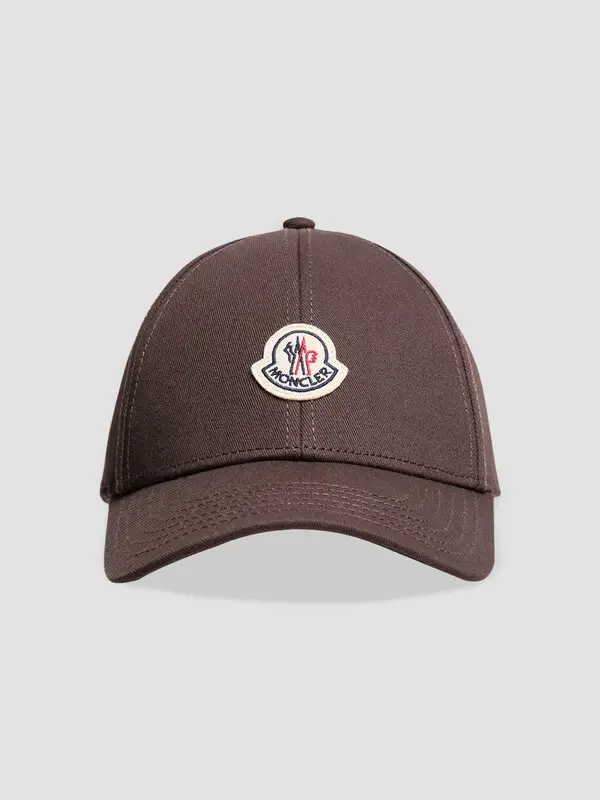 Moncler Baseball Hat In Cotton Gabardine - Brown