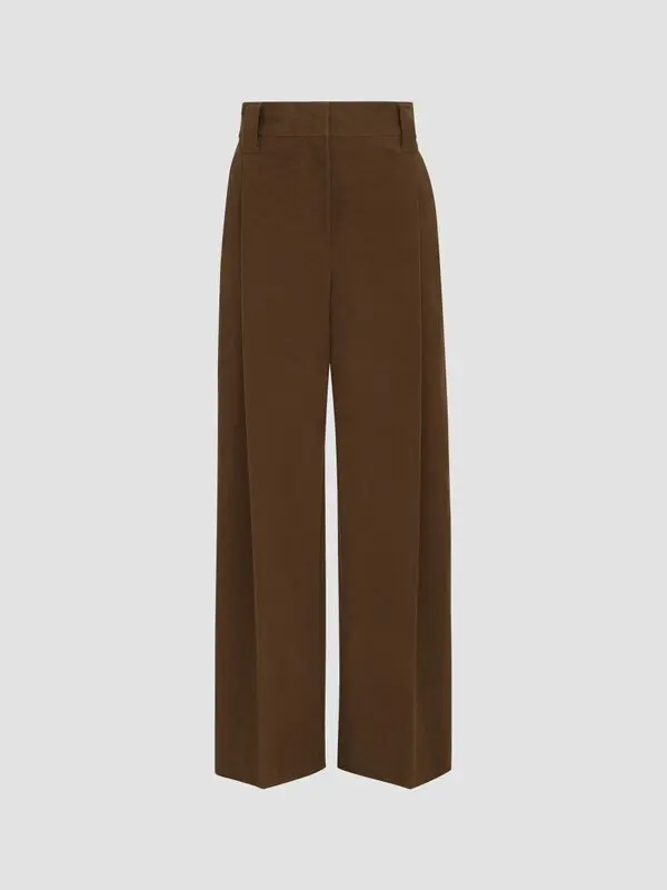 Brunello Cucinelli Stretch Cotton Moleskin Loose Sartorial Trousers