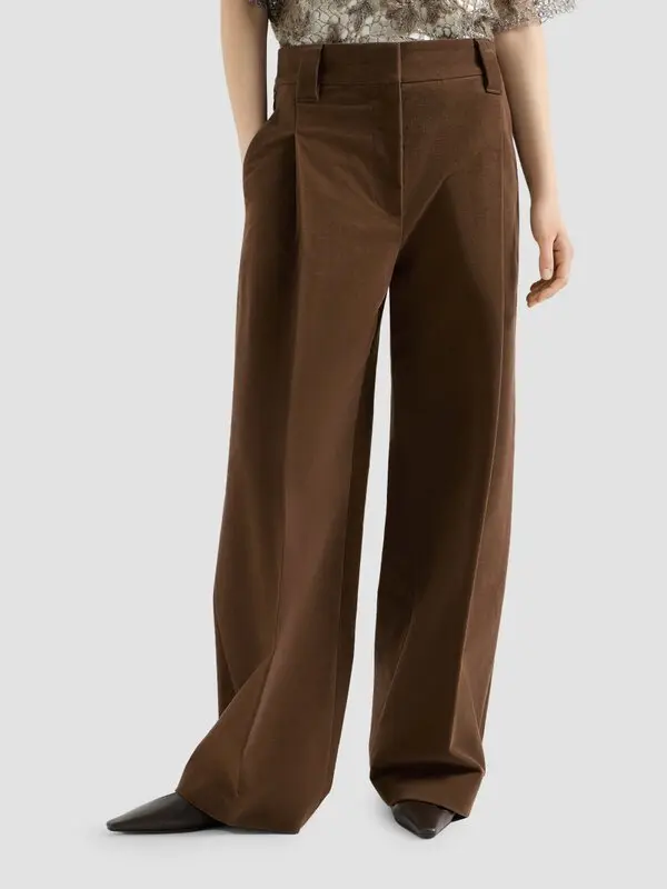 Brunello Cucinelli Stretch Cotton Moleskin Loose Sartorial Trousers