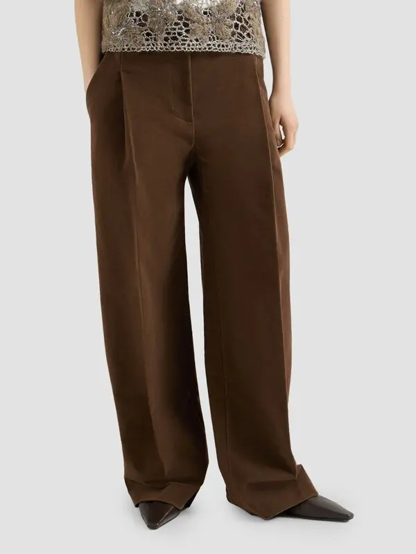 Brunello Cucinelli Stretch Cotton Moleskin Loose Sartorial Trousers