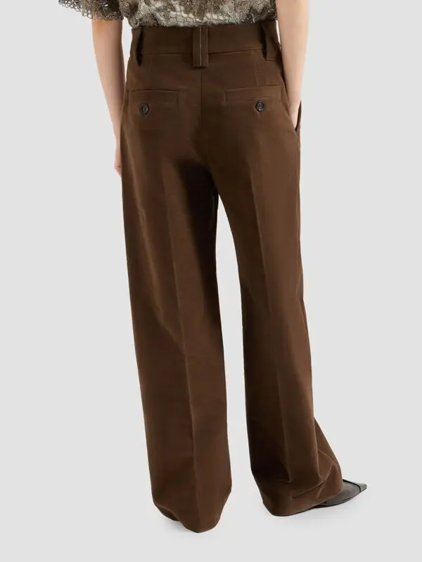 Brunello Cucinelli Stretch Cotton Moleskin Loose Sartorial Trousers