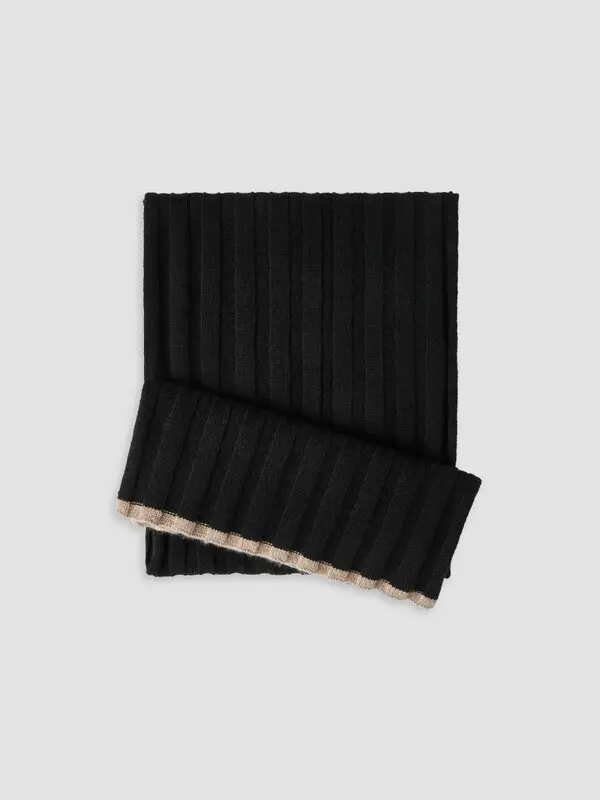 Brunello Cucinelli Cashmere Rib Knit Scarf - Black