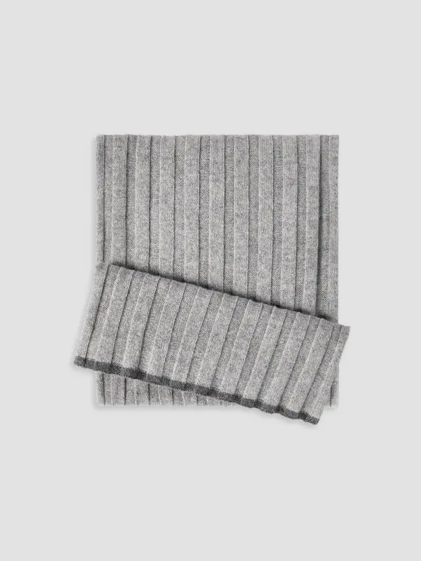 Brunello Cucinelli Cashmere Rib Knit Scarf - Light Grey