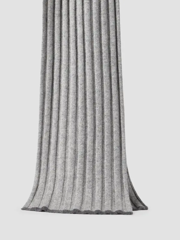 Brunello Cucinelli Cashmere Rib Knit Scarf - Light Grey