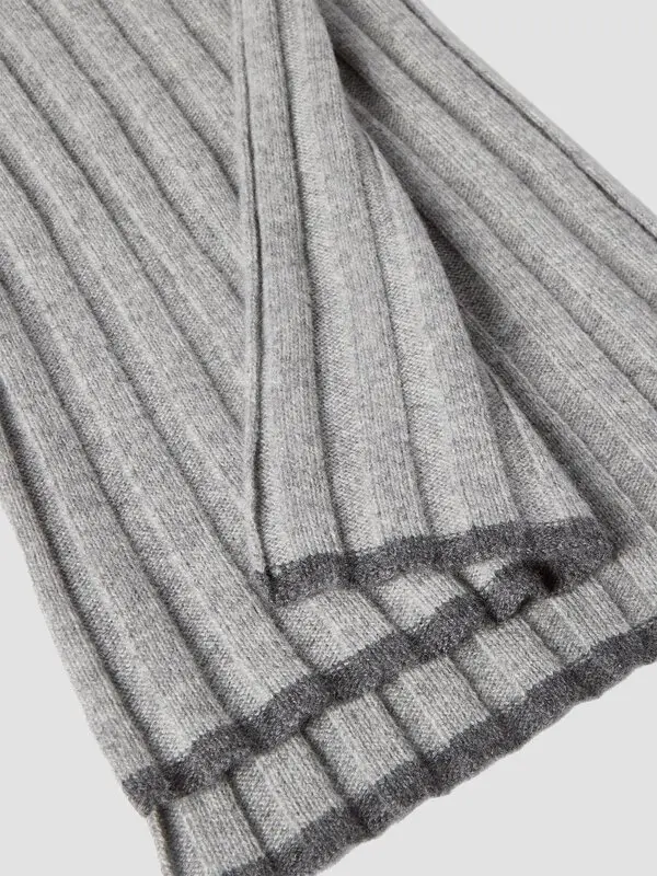 Brunello Cucinelli Cashmere Rib Knit Scarf - Light Grey