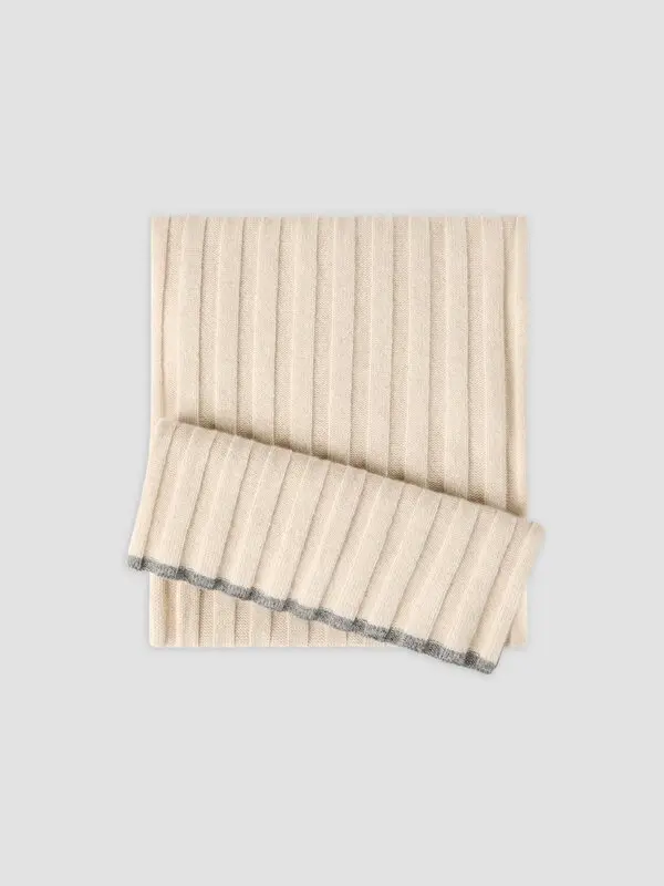 Brunello Cucinelli Cashmere Rib Knit Scarf - Sand