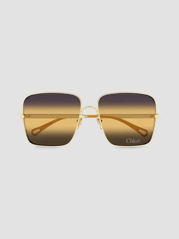 Chloé Aly Bold 61mm Square Sunglasses - Gold
