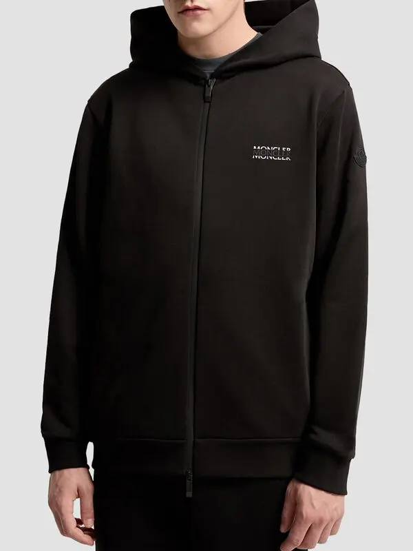 Moncler Zip-up Hooded Sweatshirt In Cotton Fleece