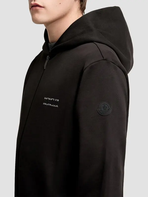 Moncler Zip-up Hooded Sweatshirt In Cotton Fleece