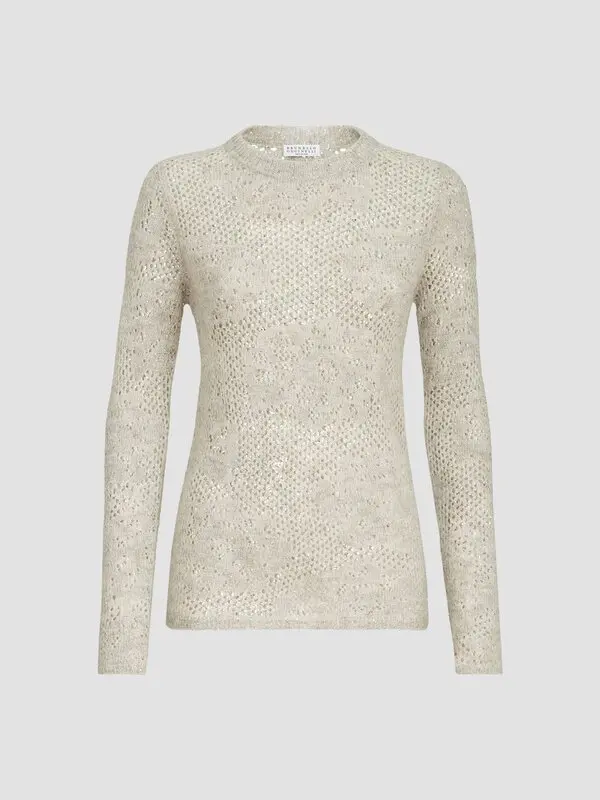 Brunello Cucinelli Lace Flowers Sweater - Ivory