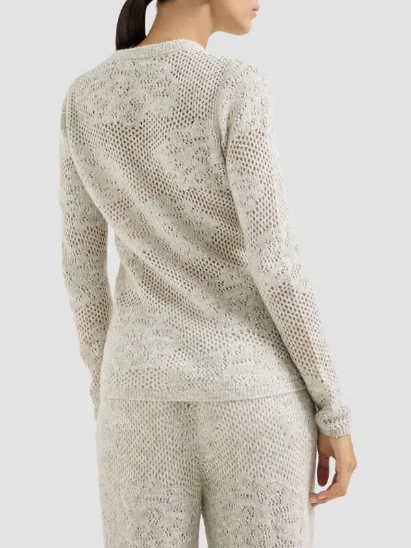 Brunello Cucinelli Lace Flowers Sweater - Ivory