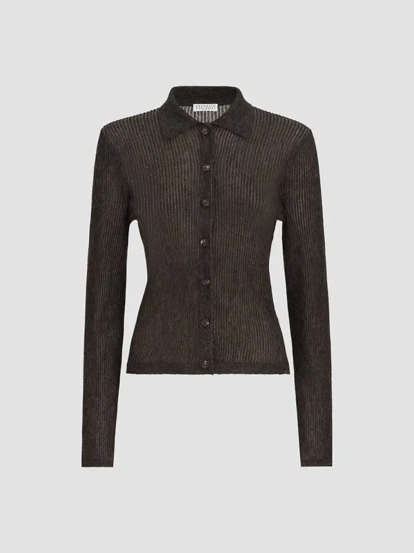 Brunello Cucinelli Sparkling Silk, Alpaca And Wool Rib Knit Cardigan