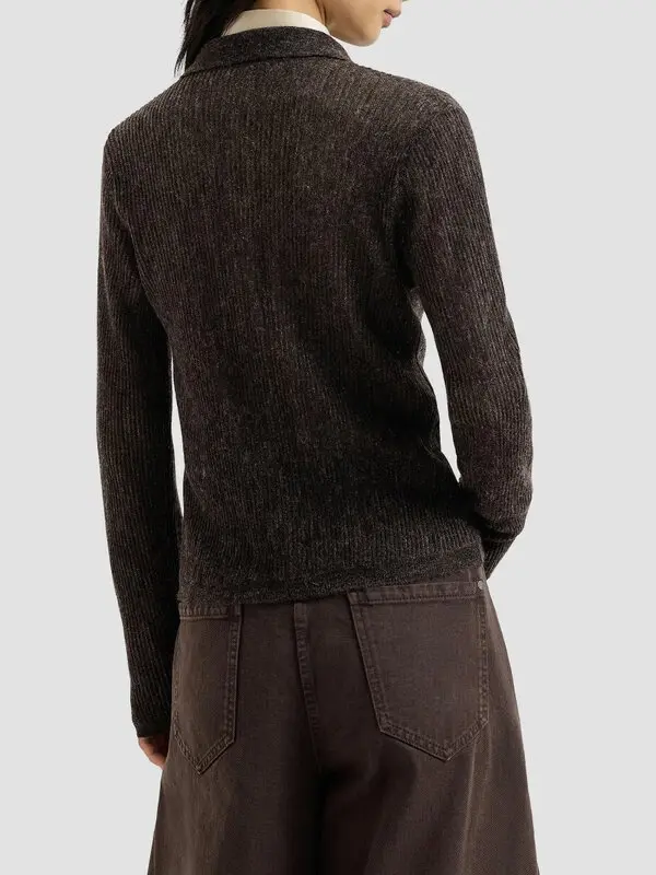 Brunello Cucinelli Sparkling Silk, Alpaca And Wool Rib Knit Cardigan