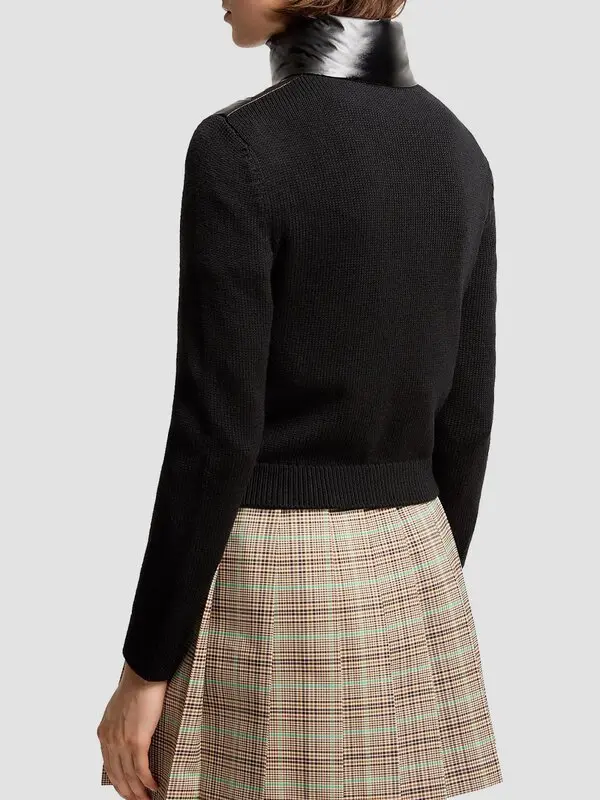 Moncler Down-filled Zip-up Cardigan In Wool - Black