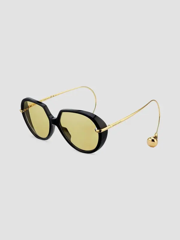 Bottega Veneta Drop 60mm Round Oversized Sunglasses - Black