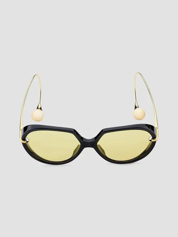 Bottega Veneta Drop 60mm Round Oversized Sunglasses - Black