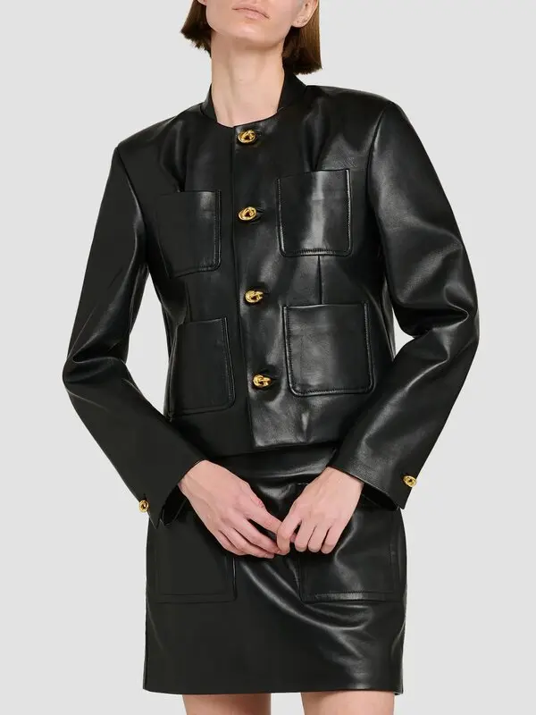 Bottega Veneta Leather Patch Pocket Jacket