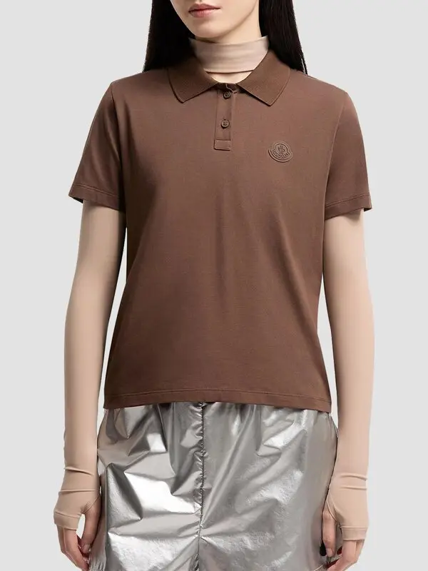 Moncler Polo Shirt In Cotton Jersey With Pleats