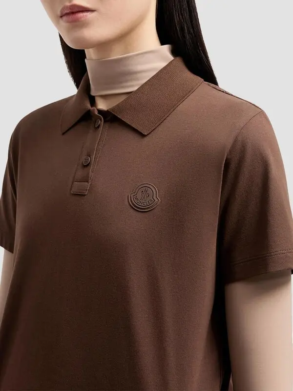 Moncler Polo Shirt In Cotton Jersey With Pleats