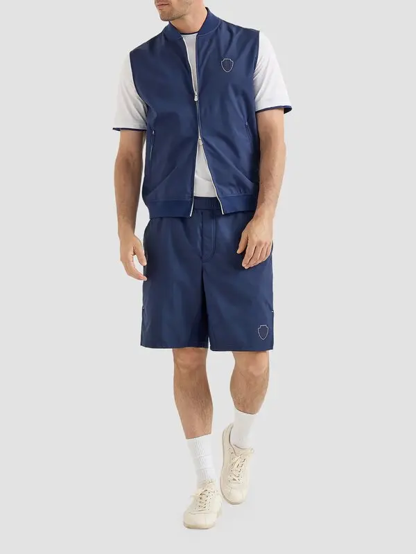 Brunello Cucinelli Nylon Shorts With Logo - Blue