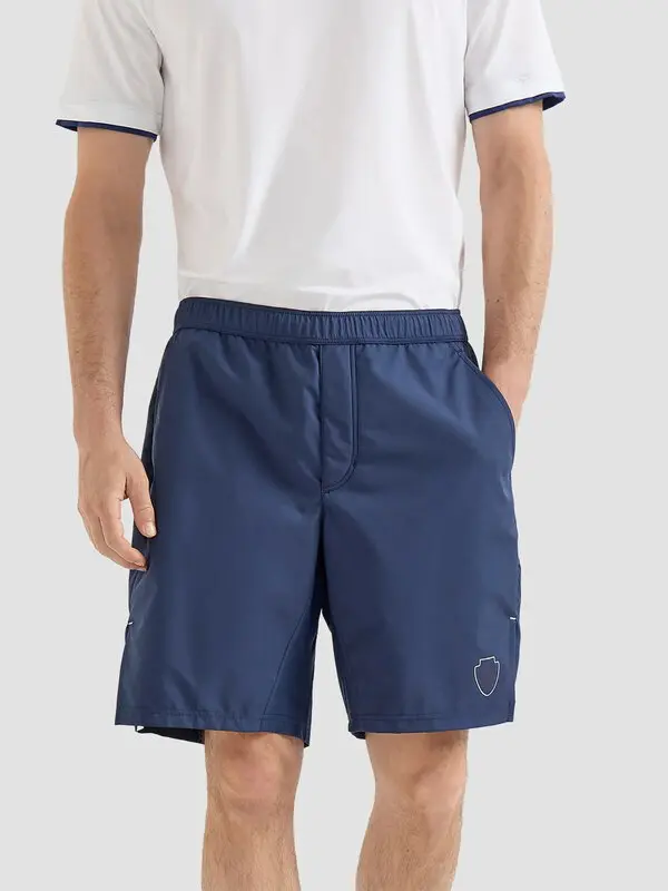 Brunello Cucinelli Nylon Shorts With Logo - Blue