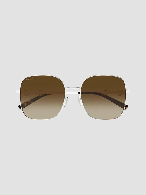Gucci Gg Square Sunglasses - Silver Brown