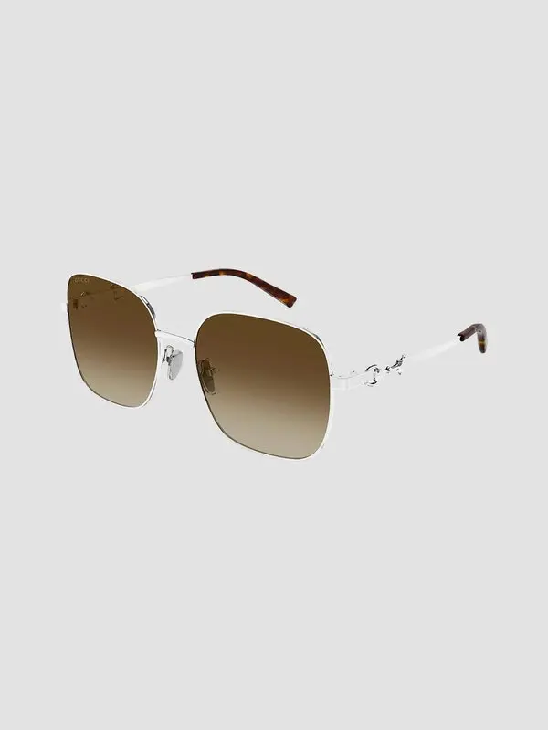Gucci Gg Square Sunglasses - Silver Brown