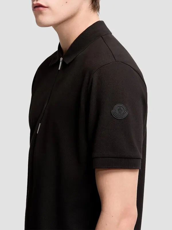 Moncler Half-zip Polo Shirt In Cotton Piquet