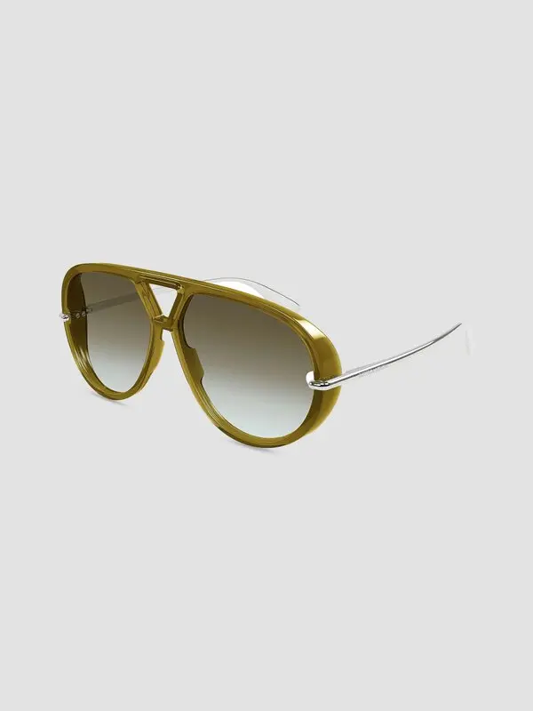 Bottega Veneta Drop 63mm Pilot Sunglasses - Silver Brown