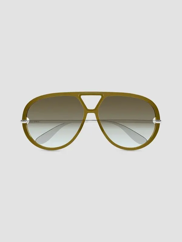 Bottega Veneta Drop 63mm Pilot Sunglasses - Silver Brown