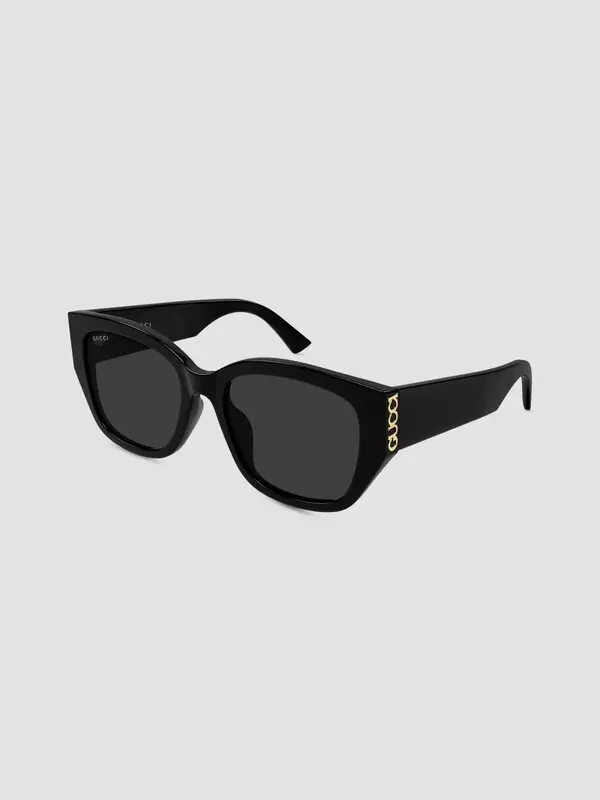 Gucci On Side 55mm Round Sunglasses - Black