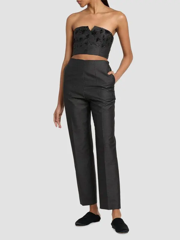 Alberta Ferretti Virgin Wool-silk Sequined Top