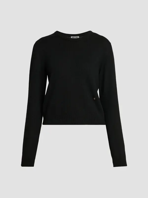 Moschino Ribbed Wool-blend Crewneck Sweater - Black