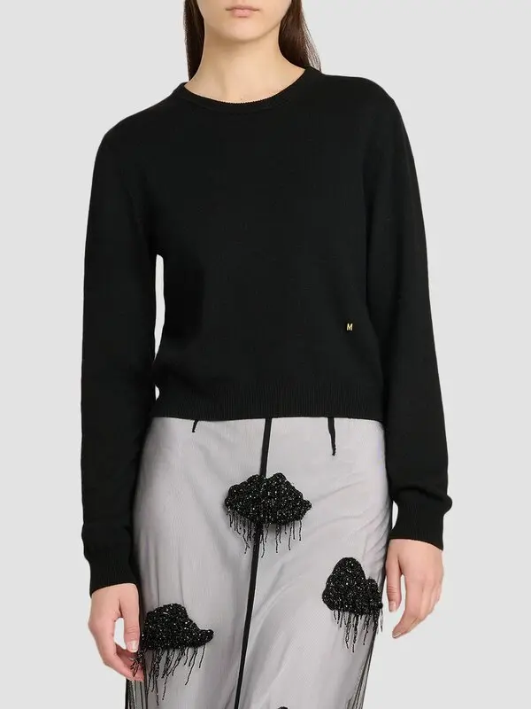 Moschino Ribbed Wool-blend Crewneck Sweater