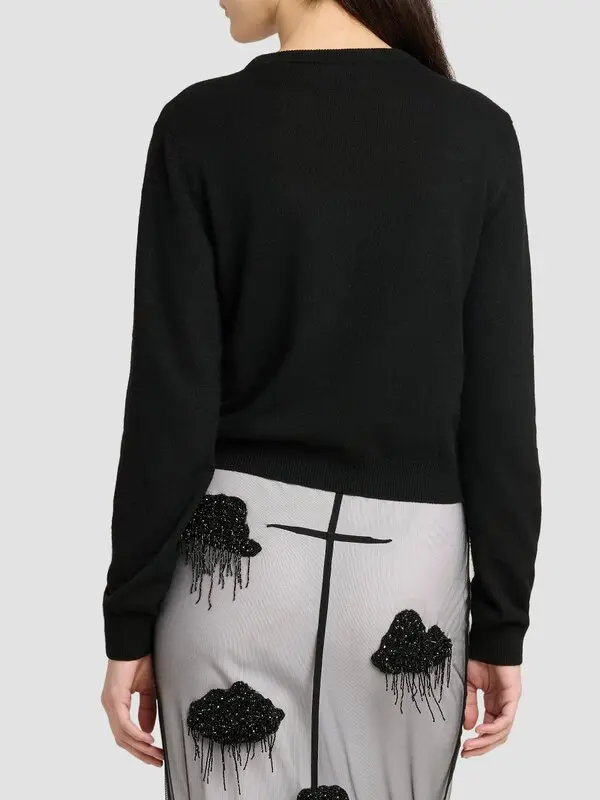 Moschino Ribbed Wool-blend Crewneck Sweater