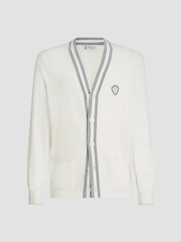 Brunello Cucinelli Cotton Cardigan With Logo - White