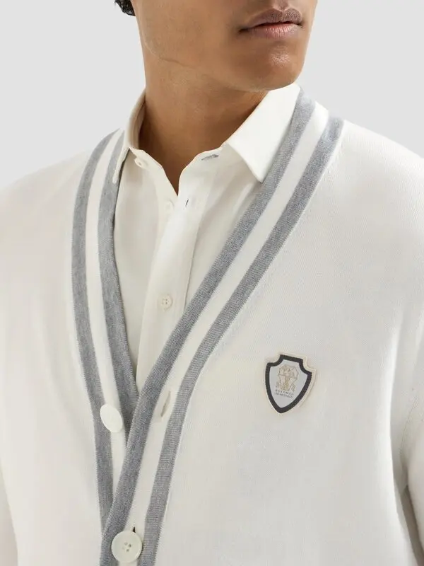Brunello Cucinelli Cotton Cardigan With Logo - White