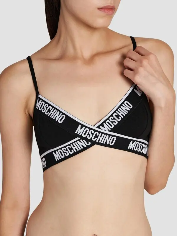 Moschino Logo Stretch-cotton Triangle Bralette