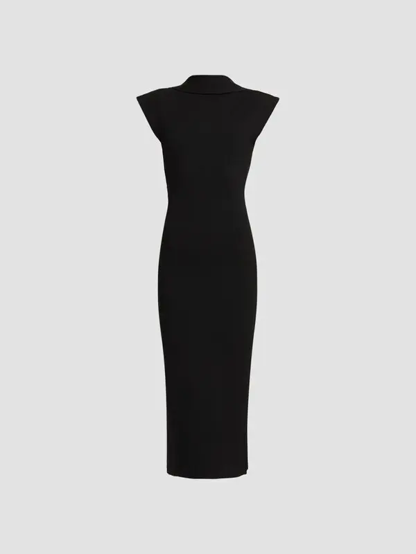 Alberta Ferretti Knit Open Cowlback Midi-dress
