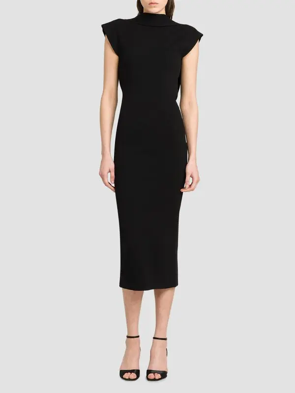 Alberta Ferretti Knit Open Cowlback Midi-dress