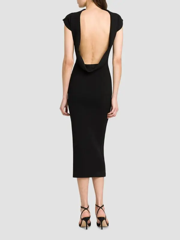 Alberta Ferretti Knit Open Cowlback Midi-dress