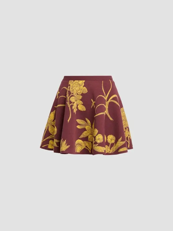 Moschino Floral A-line Virgin Wool Miniskirt