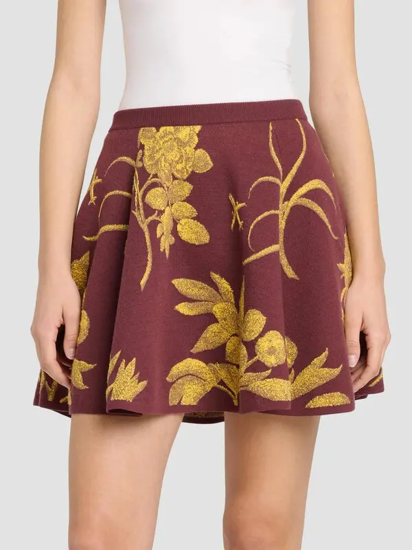 Moschino Floral A-line Virgin Wool Miniskirt